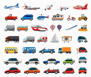 Variety transportation elements set Royalty Free Vector