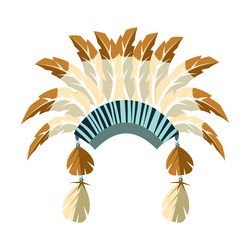 Tall war bonnet with feathers native american Vector Image