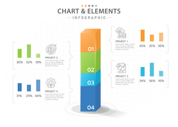 Segmented circle progress bar infographic chart Vector Image