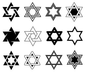 Collage of different star of david Royalty Free Vector Image