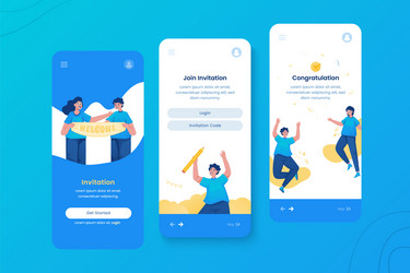 Welcome page onboard mobile app screen set Vector Image