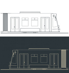 Modern tram blueprints Royalty Free Vector Image