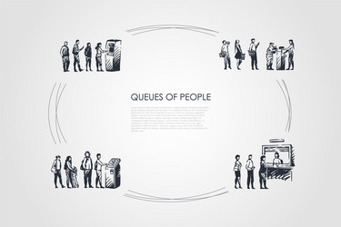 Queues people - in line waiting Royalty Free Vector Image