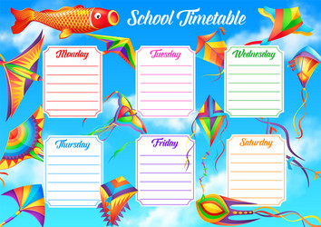 Colorful school timetable weekly schedule Vector Image