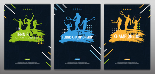 Tennis championship banner design with player Vector Image