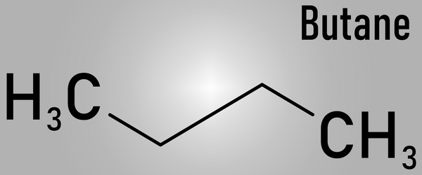 Butane hydrocarbon molecule skeletal formula Vector Image