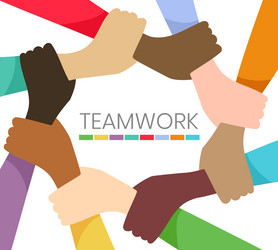 Team of people join hands as symbol of teamwork Vector Image