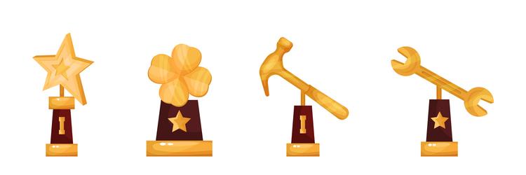 Golden trophy and awards of different shape Vector Image
