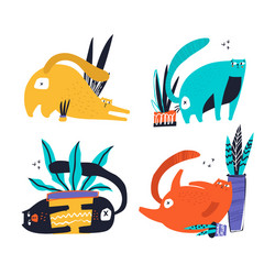 Guilty cat excuse color flat hand drawn character Vector Image