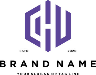 Letter chu square colorful logo design Royalty Free Vector