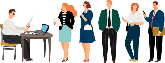 People queue waiting line Royalty Free Vector Image