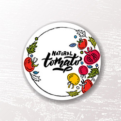 Hand sketched tomato product lettering typography Vector Image