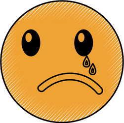 Crying emoticon face kawaii style Royalty Free Vector Image