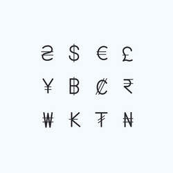 Currency symbols set with names Royalty Free Vector Image