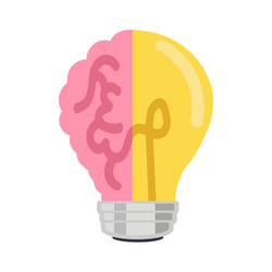 Human brain with lamp bulb cartoon Royalty Free Vector Image