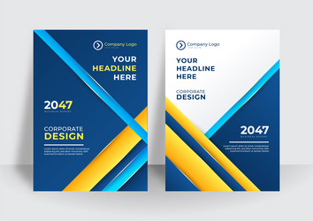 Modern blue yellow corporate identity cover Vector Image