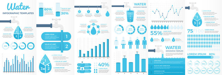 Water infographics templates Royalty Free Vector Image