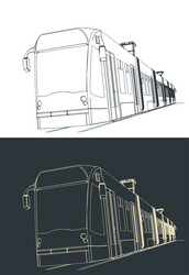 Modern tram blueprints Royalty Free Vector Image