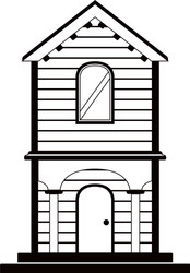 Monochrome front view of a modern house Royalty Free Vector
