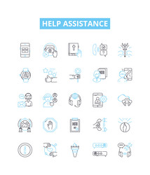 Help assistance line icons set aid assist Vector Image