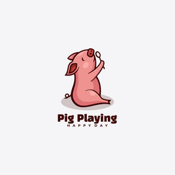 Pink pig piglet for logo mascot playful cartoon Vector Image