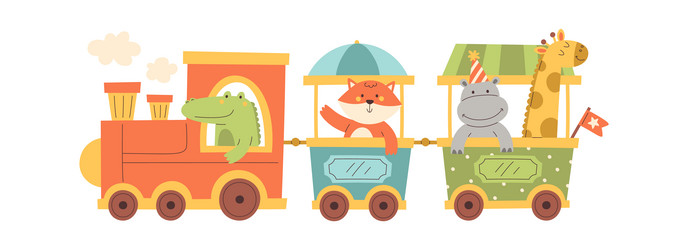 Animals on the train Royalty Free Vector Image