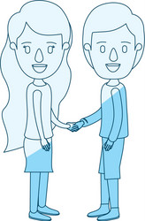 Blue silhouette shading caricature full body guy Vector Image