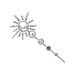 Galaxy spiral line art solar system movement Vector Image