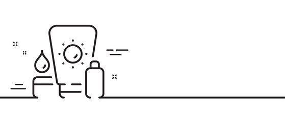 Sunscreen line icon uv sun cream sign Royalty Free Vector