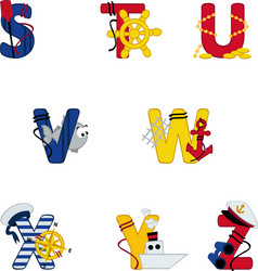 Alphabet nautical from r to z Royalty Free Vector Image