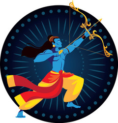 Lord ram cartoon with bow and arrow in front Vector Image