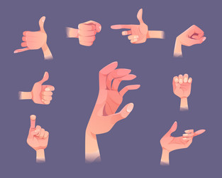 Hand gestures in different positions set isolated Vector Image