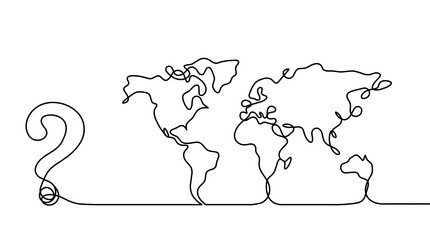 Map with question mark as line drawing on white Vector Image