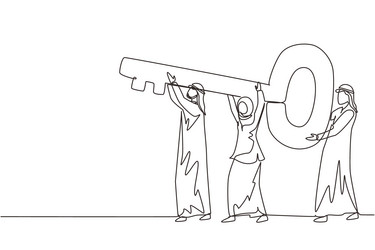 Single continuous line drawing business teamwork Vector Image