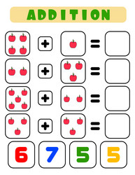 Maths addition educational game with fruits Vector Image