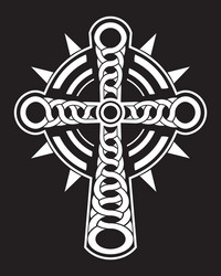 Serpent over leviathan cross alchemical symbol Vector Image