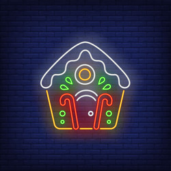 Ginger bread house neon sign Royalty Free Vector Image
