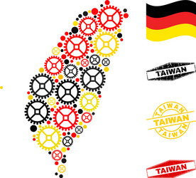 Mosaic taiwan map of gear items Royalty Free Vector Image