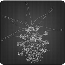 Radial engine blueprints Royalty Free Vector Image