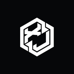 Xj letter logo monogram hexagon shape with crown Vector Image