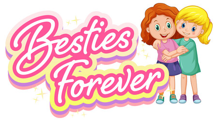 Border template with two girls in the park Vector Image