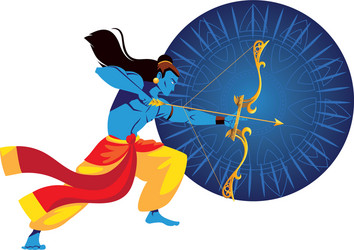 Lord ram cartoon with bow and arrow in front Vector Image
