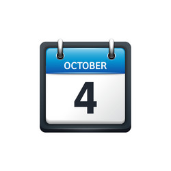 October 4 flat daily calendar icon date Royalty Free Vector