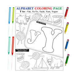 Alphabet coloring page Royalty Free Vector Image