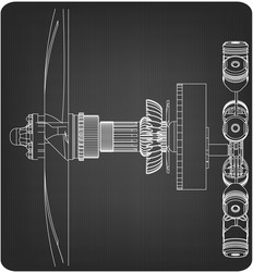Radial engine blueprints Royalty Free Vector Image