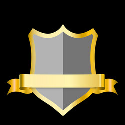 Silver shield with laurel wreath crown and ribbon Vector Image
