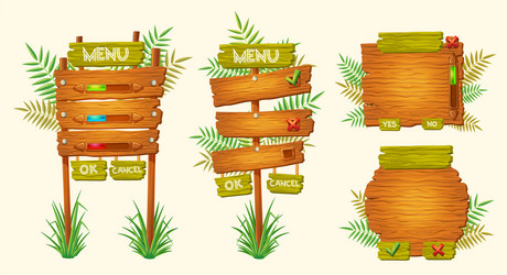 Set of cartoon wooden signs various Royalty Free Vector