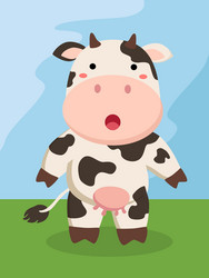 Cute cow talking moo Royalty Free Vector Image