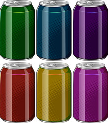 Aluminum cans in six colors Royalty Free Vector Image