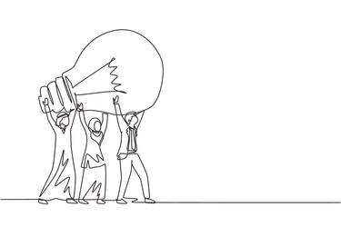 Single one line drawing problem solving team Vector Image